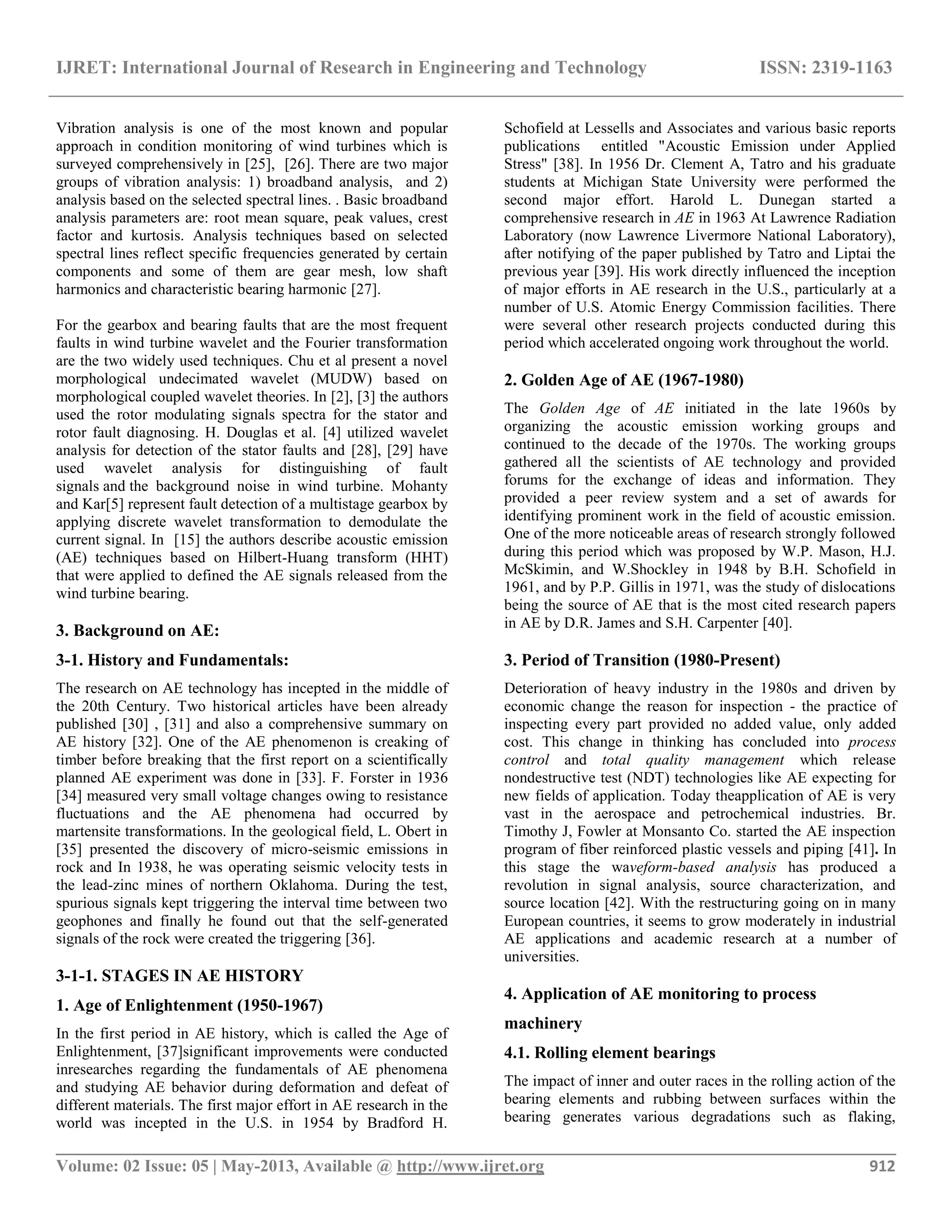 Acoustic Emission Condition Monitoring An Application For Wind Turbine Fault Detection Pdf