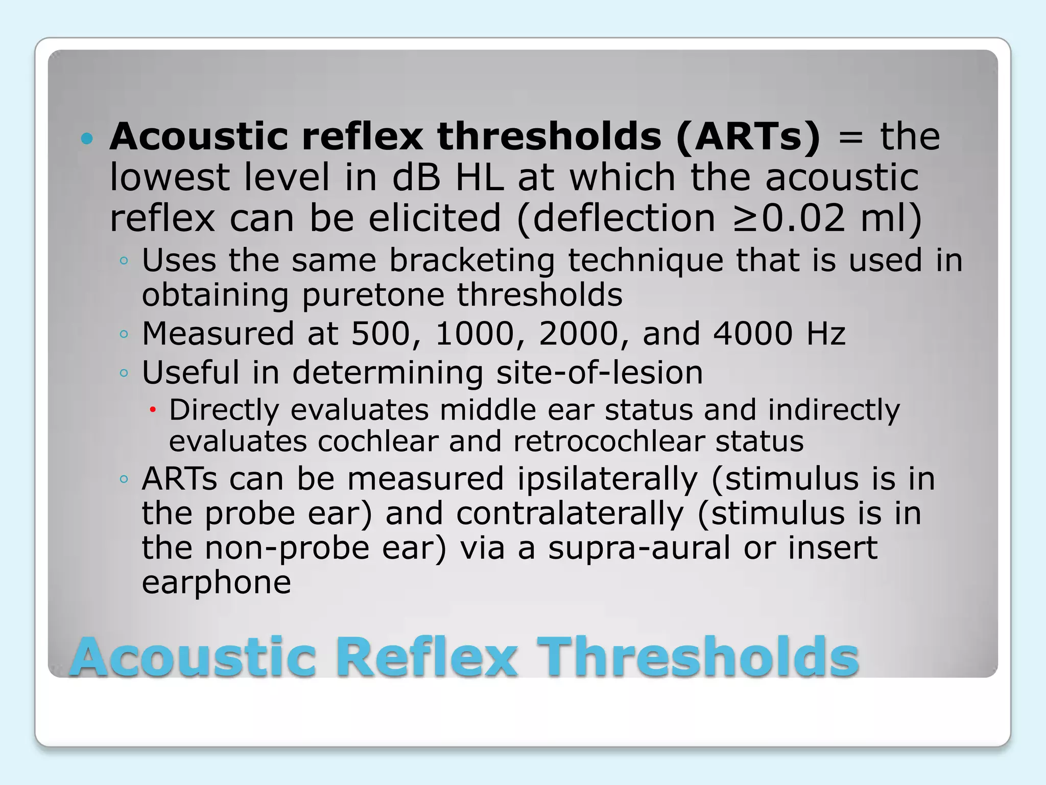 Acoustic Immittance Measurements | PPTX