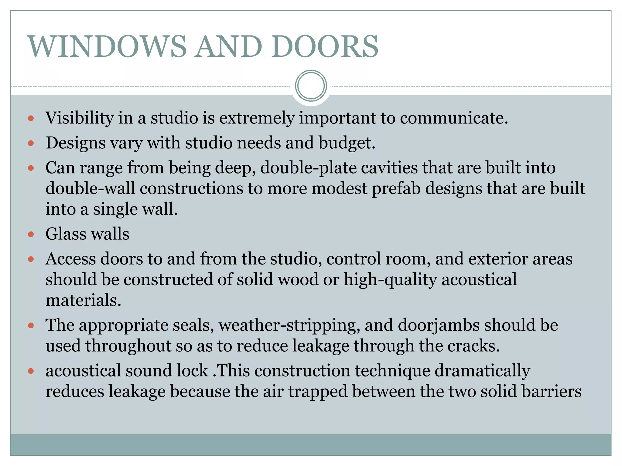 Acoustics for a music studio | PPTX