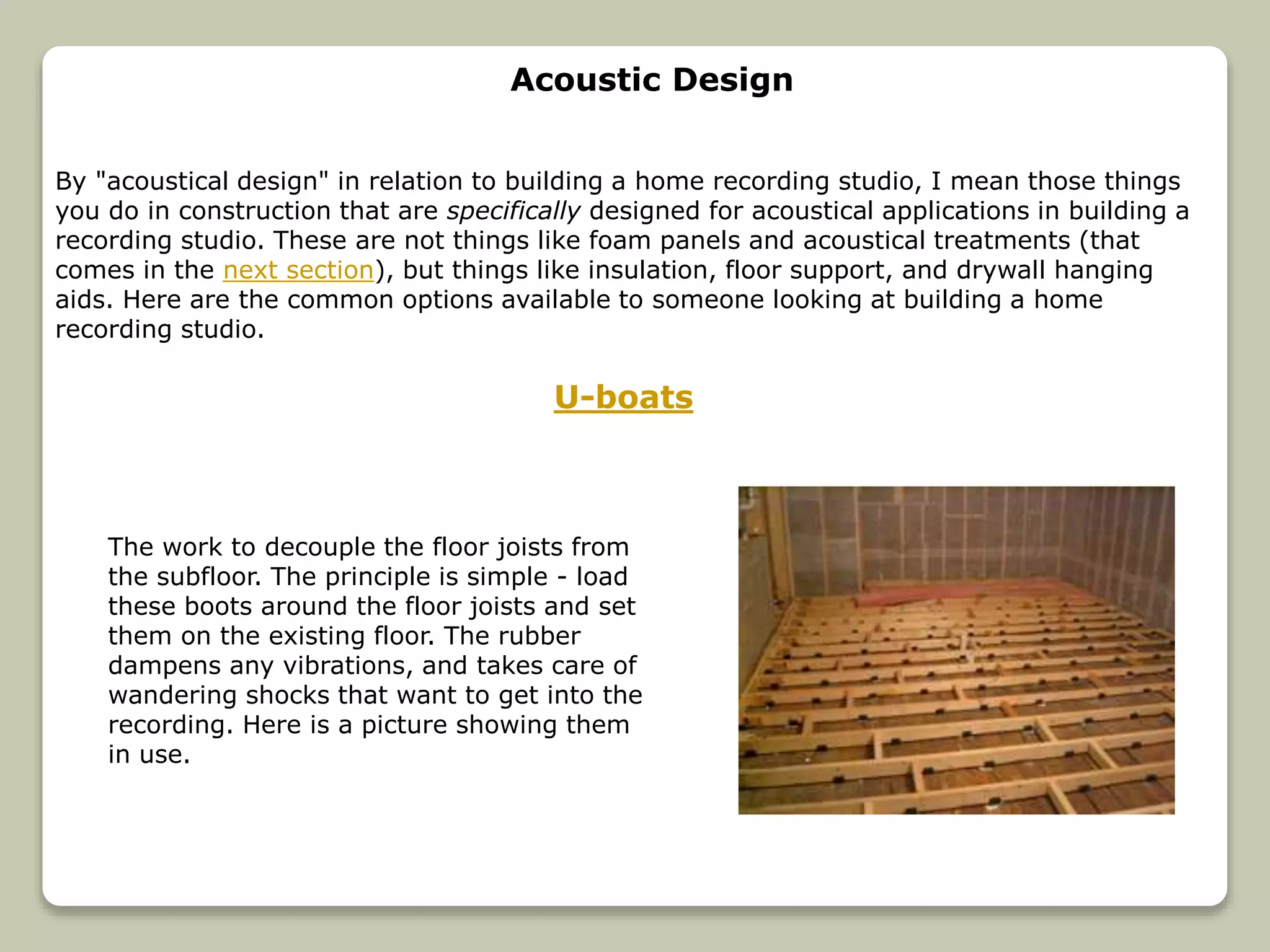 RECORDING STUDIO ACOUSTICS | PPTX