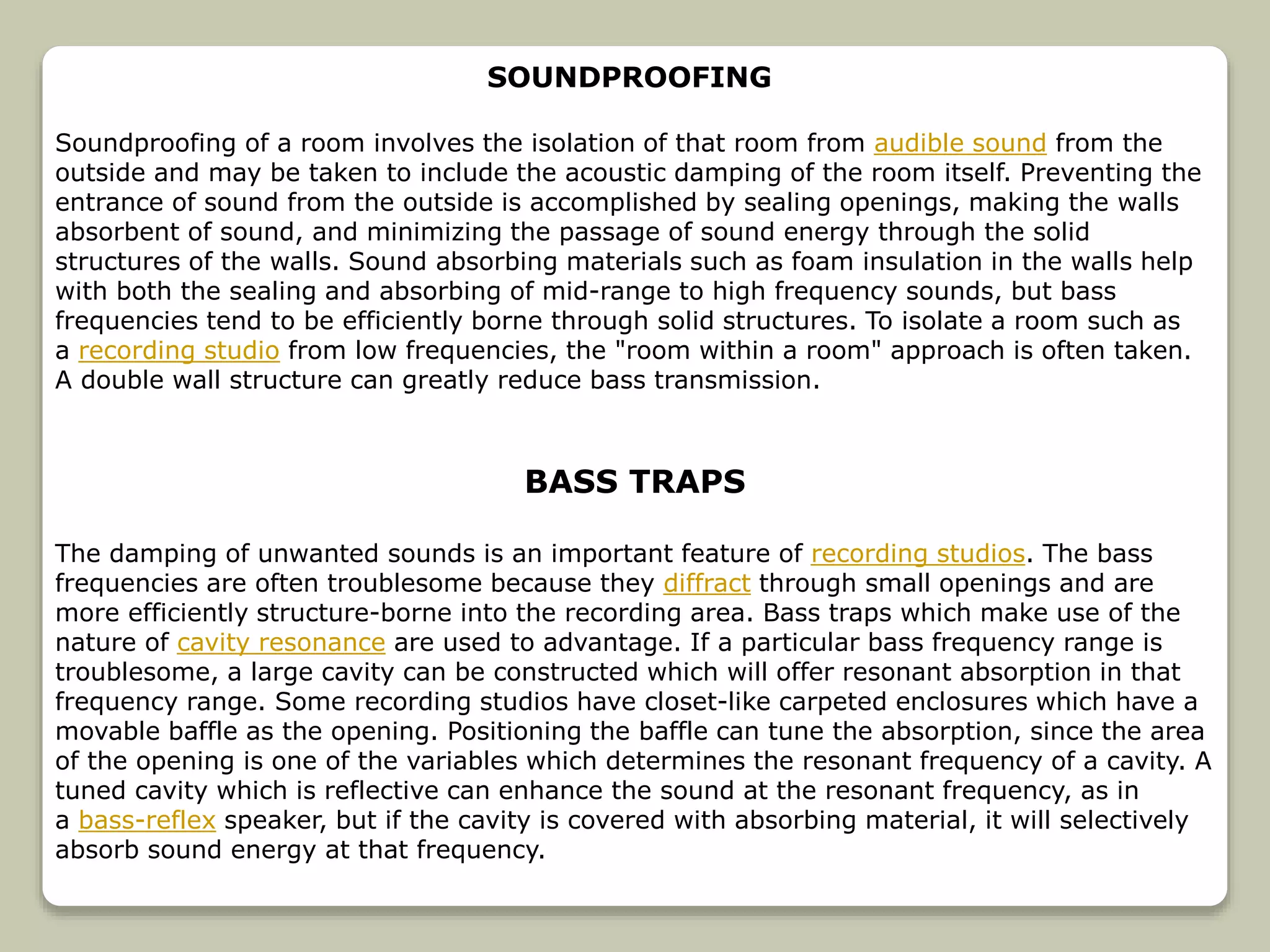 RECORDING STUDIO ACOUSTICS | PPTX
