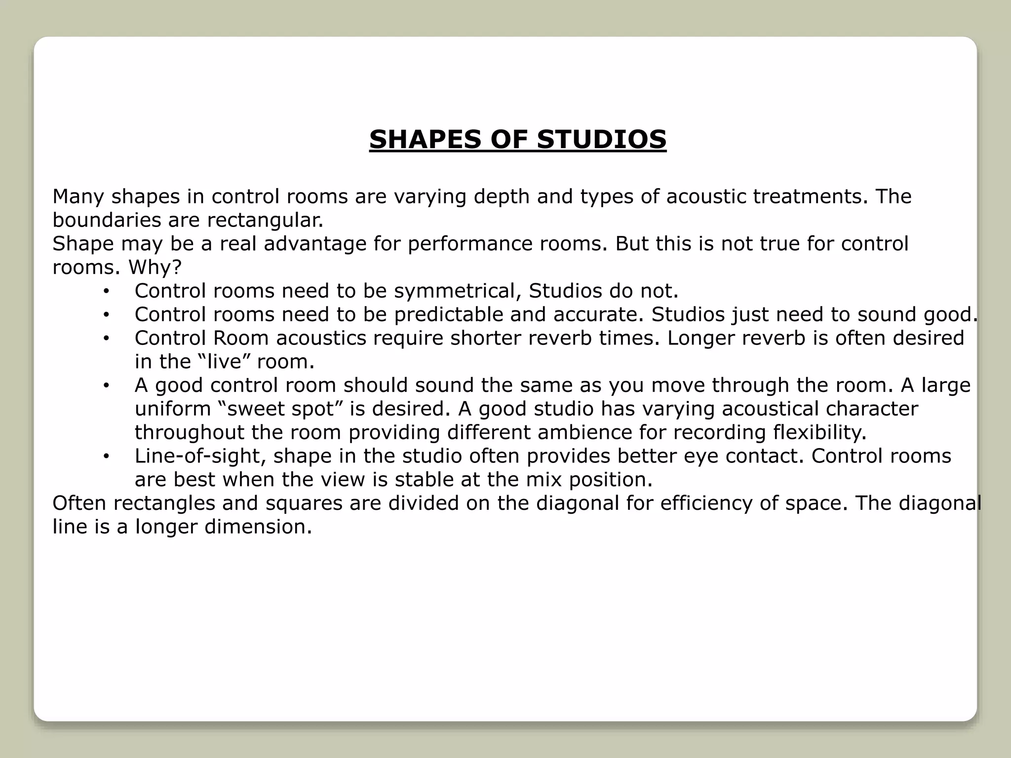 RECORDING STUDIO ACOUSTICS | PPTX