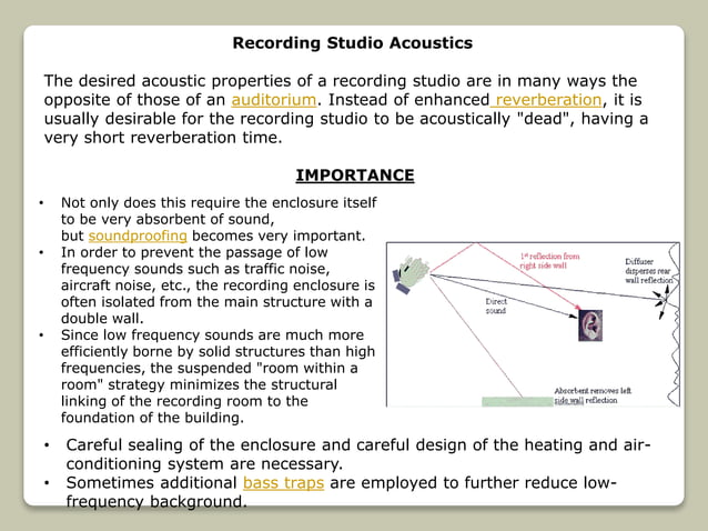 RECORDING STUDIO ACOUSTICS | PPTX | Audio Production | Content Production