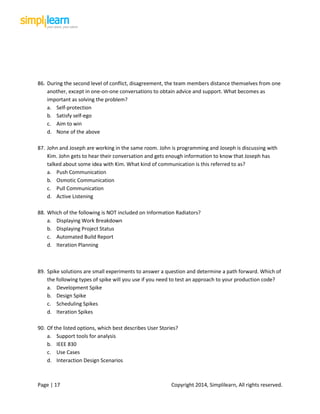 PMI ACP Classroom Question Paper | PDF