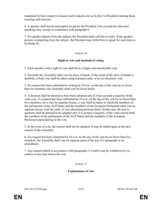 Acp eu joint parliamentary assembly - rules of procedure | PDF