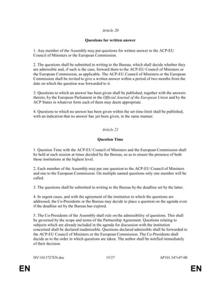 Acp eu joint parliamentary assembly - rules of procedure | PDF