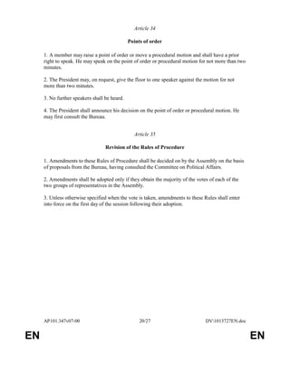 Acp eu joint parliamentary assembly - rules of procedure | PDF