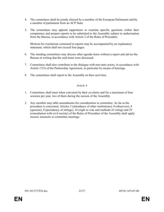 Acp eu joint parliamentary assembly - rules of procedure | PDF