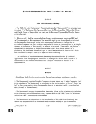 Acp eu joint parliamentary assembly - rules of procedure | PDF