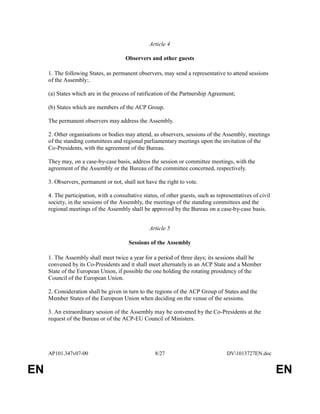 Acp eu joint parliamentary assembly - rules of procedure | PDF