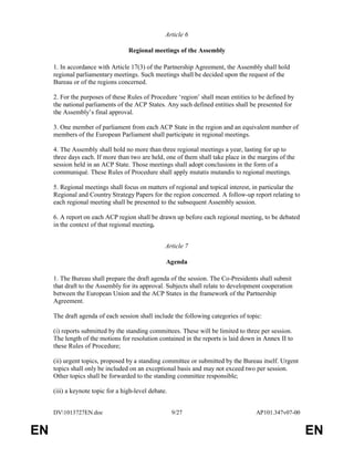 Acp eu joint parliamentary assembly - rules of procedure | PDF