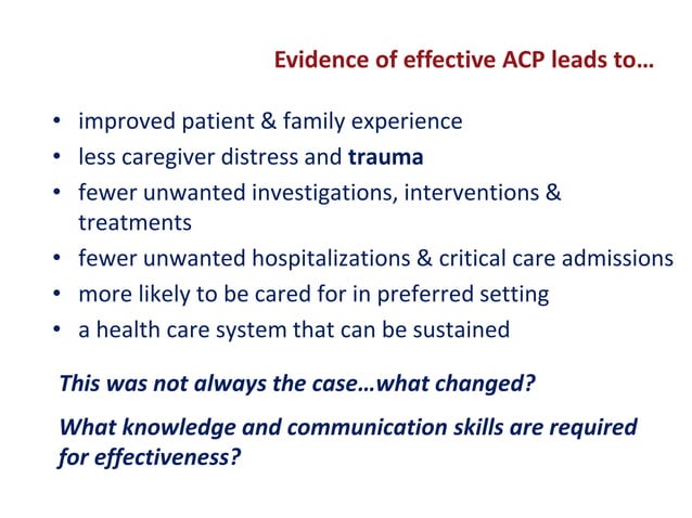 Advance Care Planning Conversations and Goals of Care Discussions ...