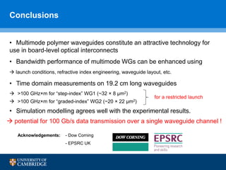 Restricted Launch Polymer Multimode Waveguides for Board-level Optical Interconnects with >100 ...