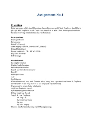 ACP Java Assignment.pdf | Computing | Technology & Computing