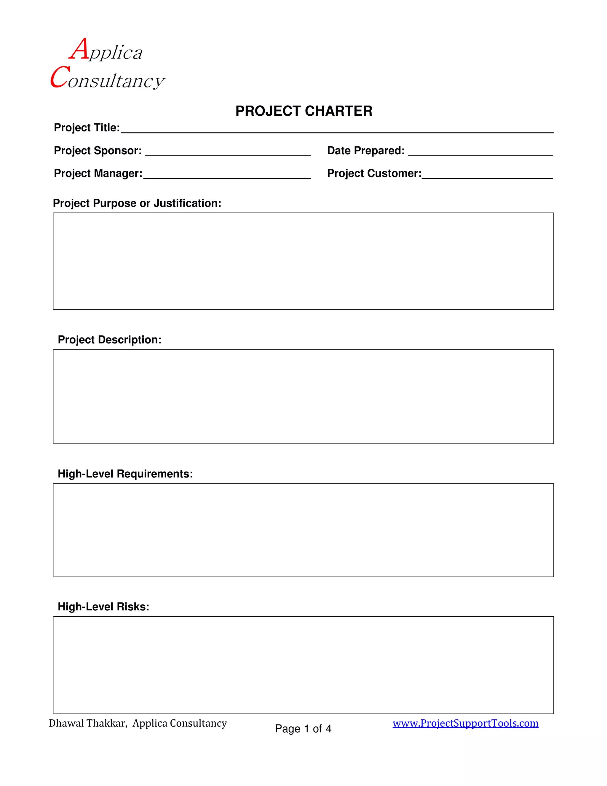 Project Charter Template - Document for Project Initiation | PDF