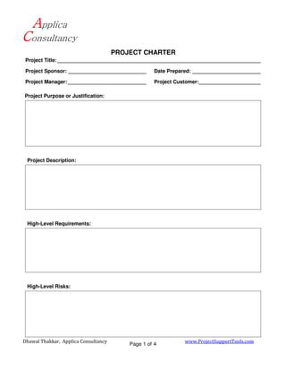 Project Charter Template - Document for Project Initiation | PDF