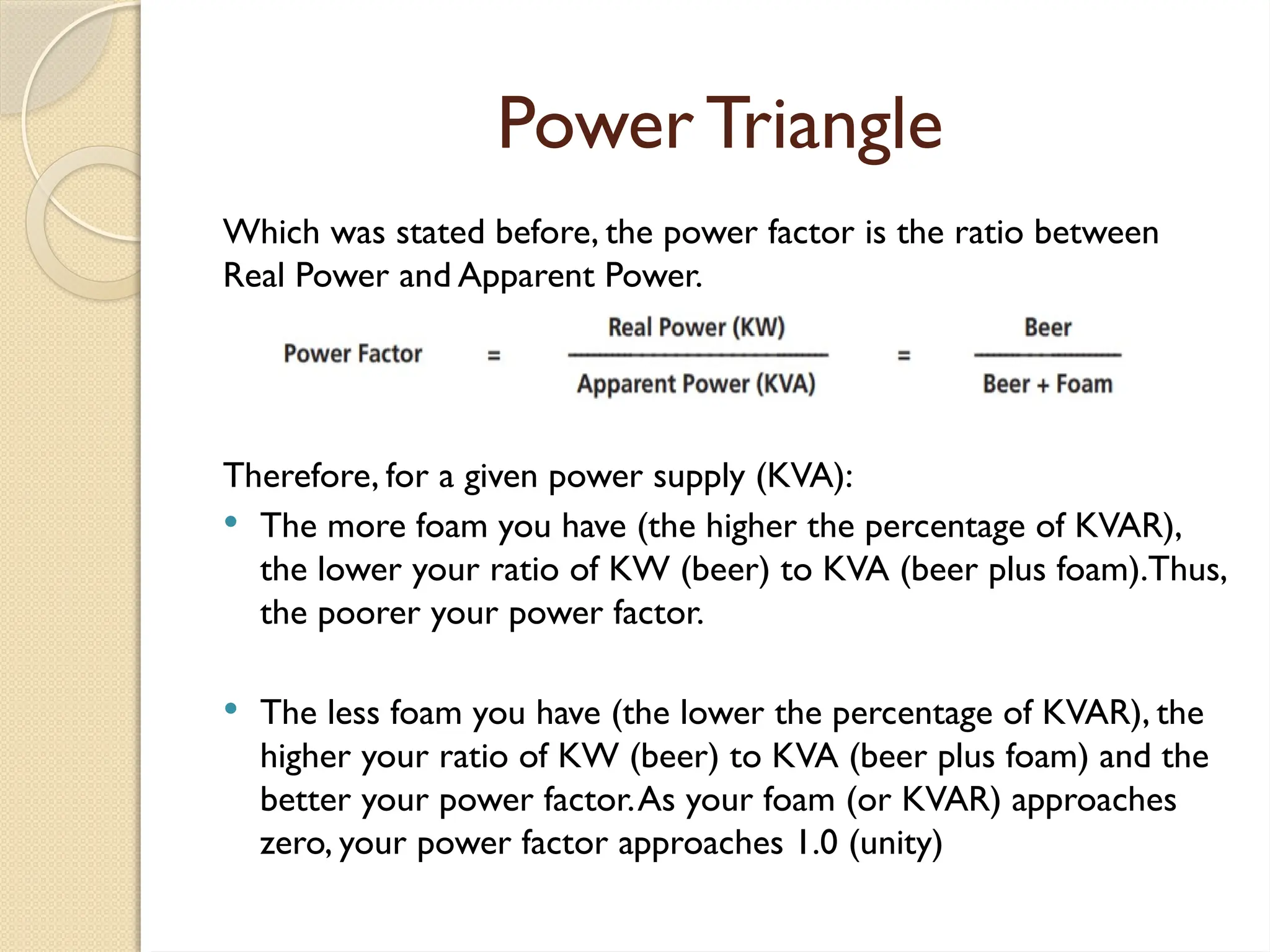 AC Power and Power Factor The types of powers Define power Factor ...