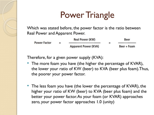 AC Power and Power Factor The types of powers Define power Factor Explain the power triangle ...