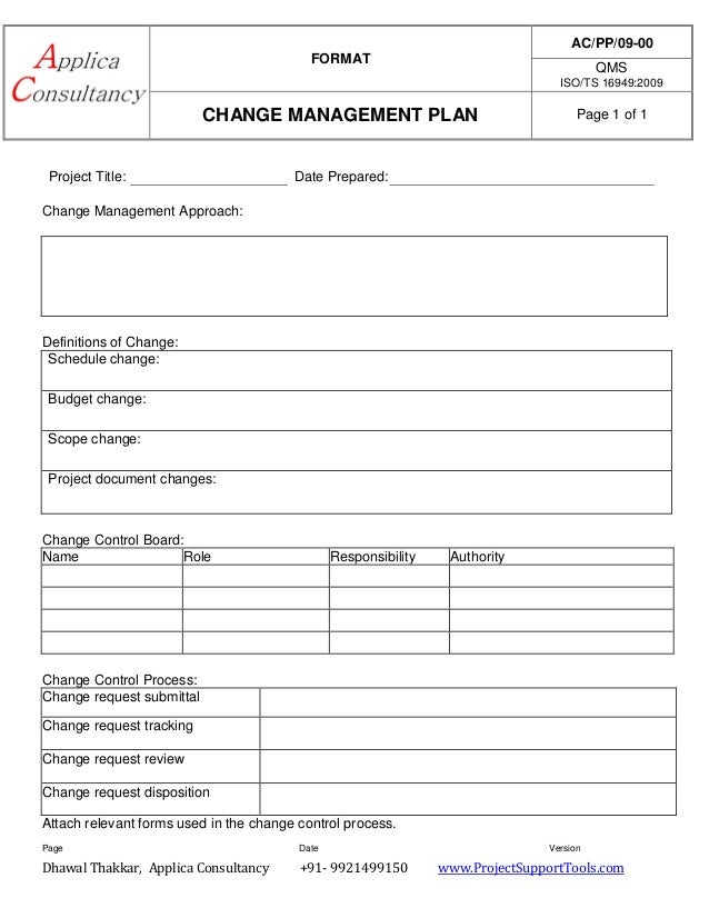 Change Management Plan Ready Template Change Management Plan Ready Template