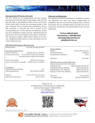 Acp series 2.0 data sheet | PDF