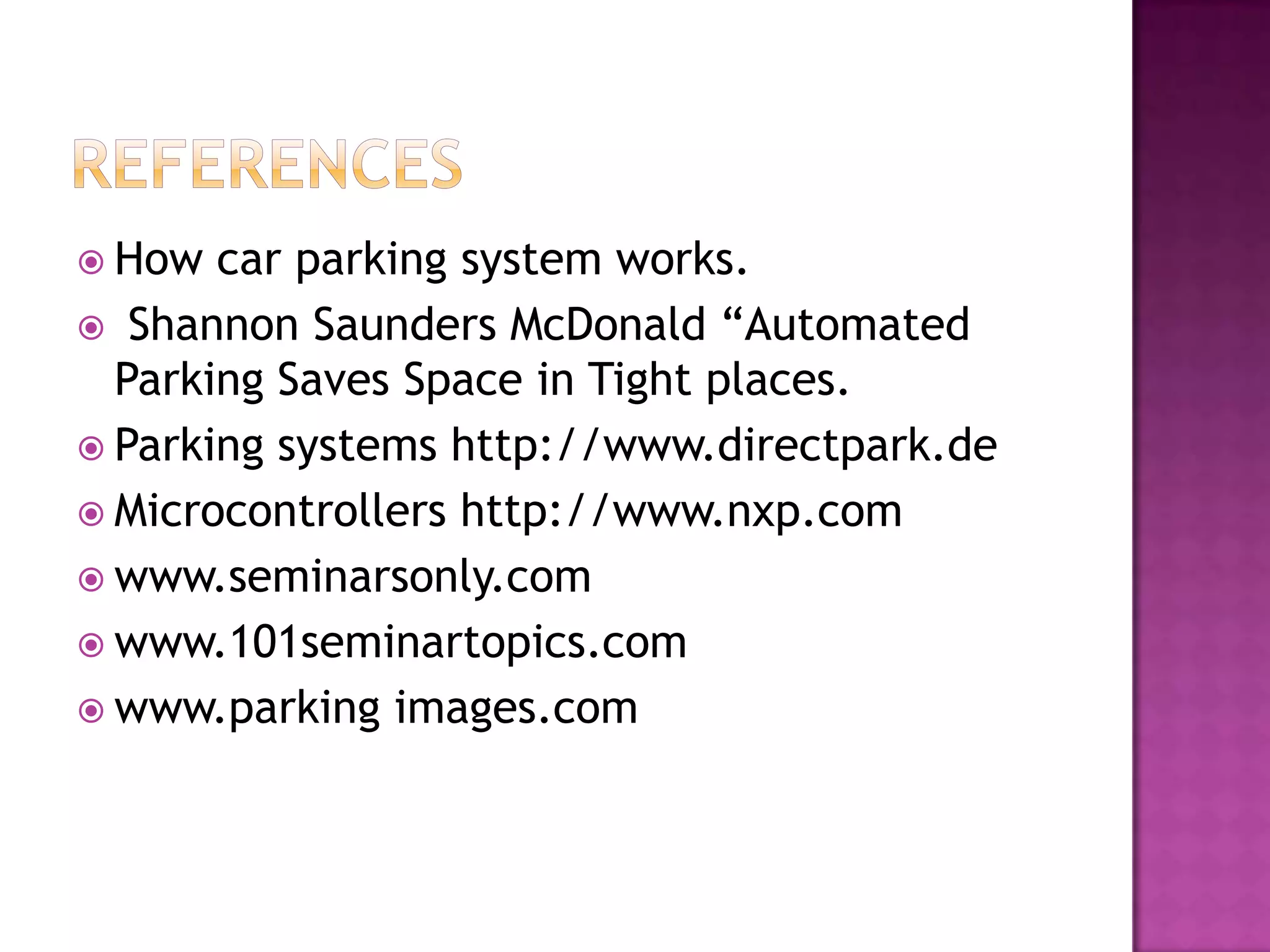 AUTOMATIC CAR PARKING SYSTEM | PPTX