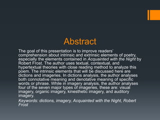 Acquainted with night by Robert Frost | PPTX