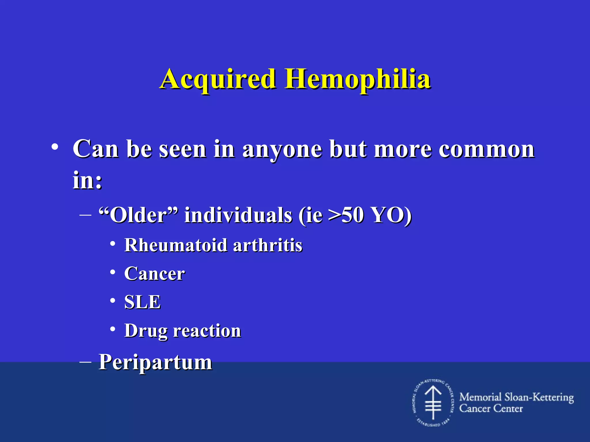 Acquired Bleeding Disorders | PPT