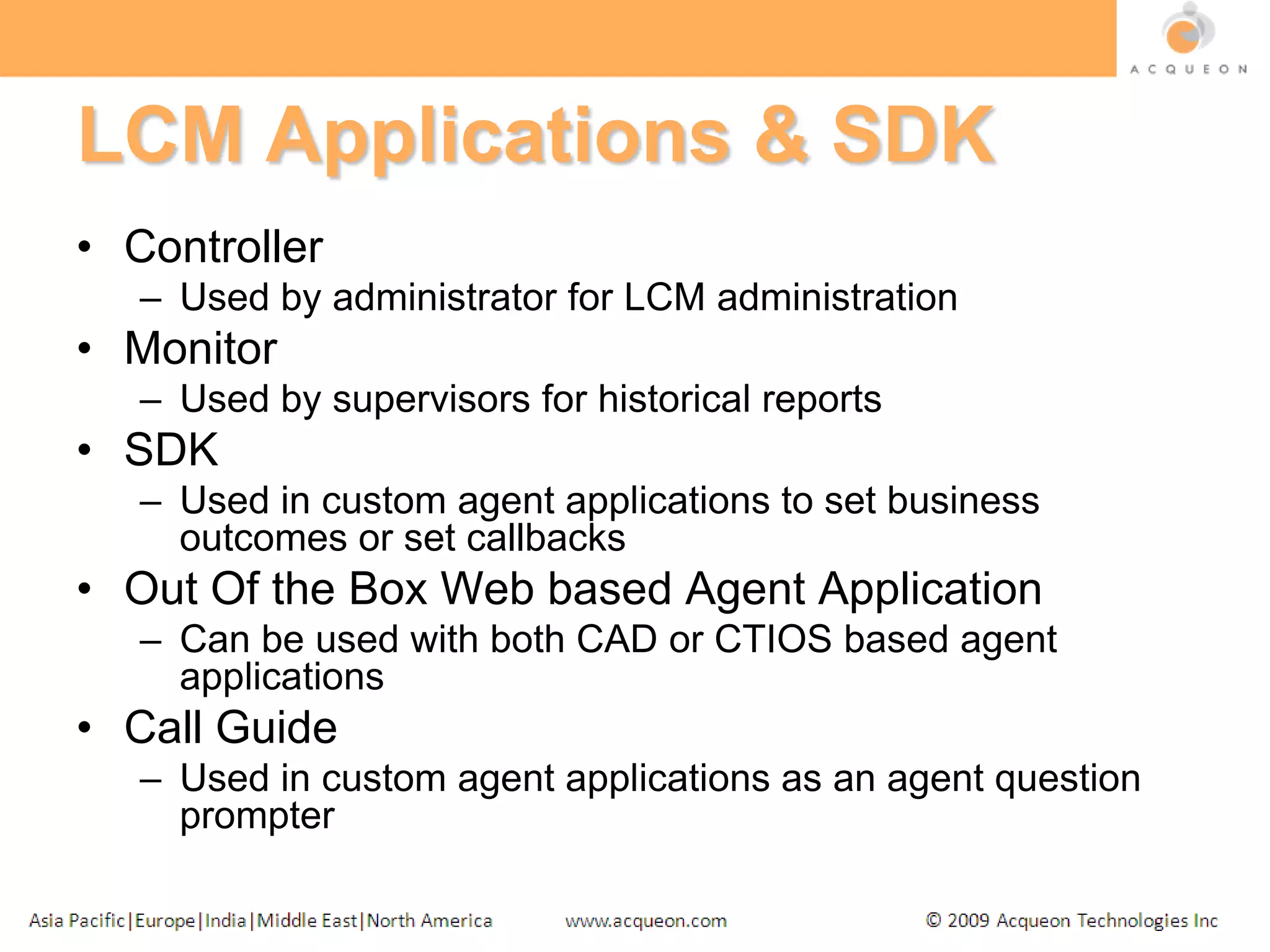 Acqueon's LCM - For Cisco Unified CCE Dialer - Presentation | PPTX
