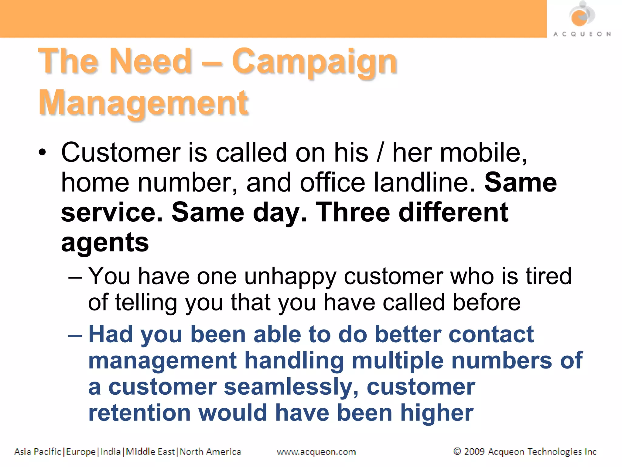 Acqueon's LCM - For Cisco Unified CCE Dialer - Presentation | PPTX