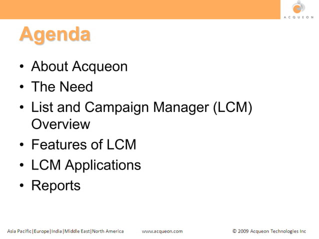 Acqueon's LCM - For Cisco Unified CCE Dialer - Presentation | PPTX ...