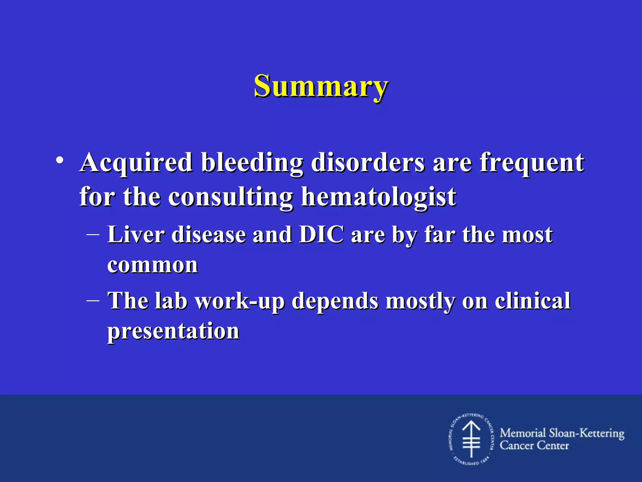 Acquired bleeding disorders | PPT