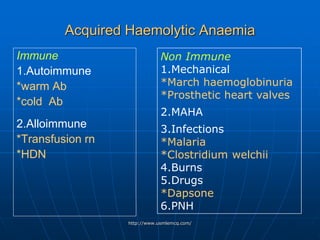 Acquired haemolytic anaemia | PPTX