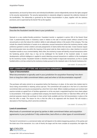 Acquisition finance in Denmark | PDF | Mergers and Acquisitions | Business Banking & Finance