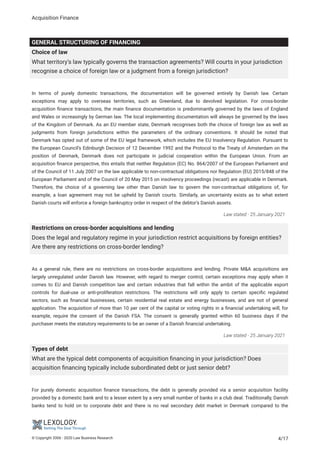 Acquisition finance in Denmark | PDF | Mergers and Acquisitions ...