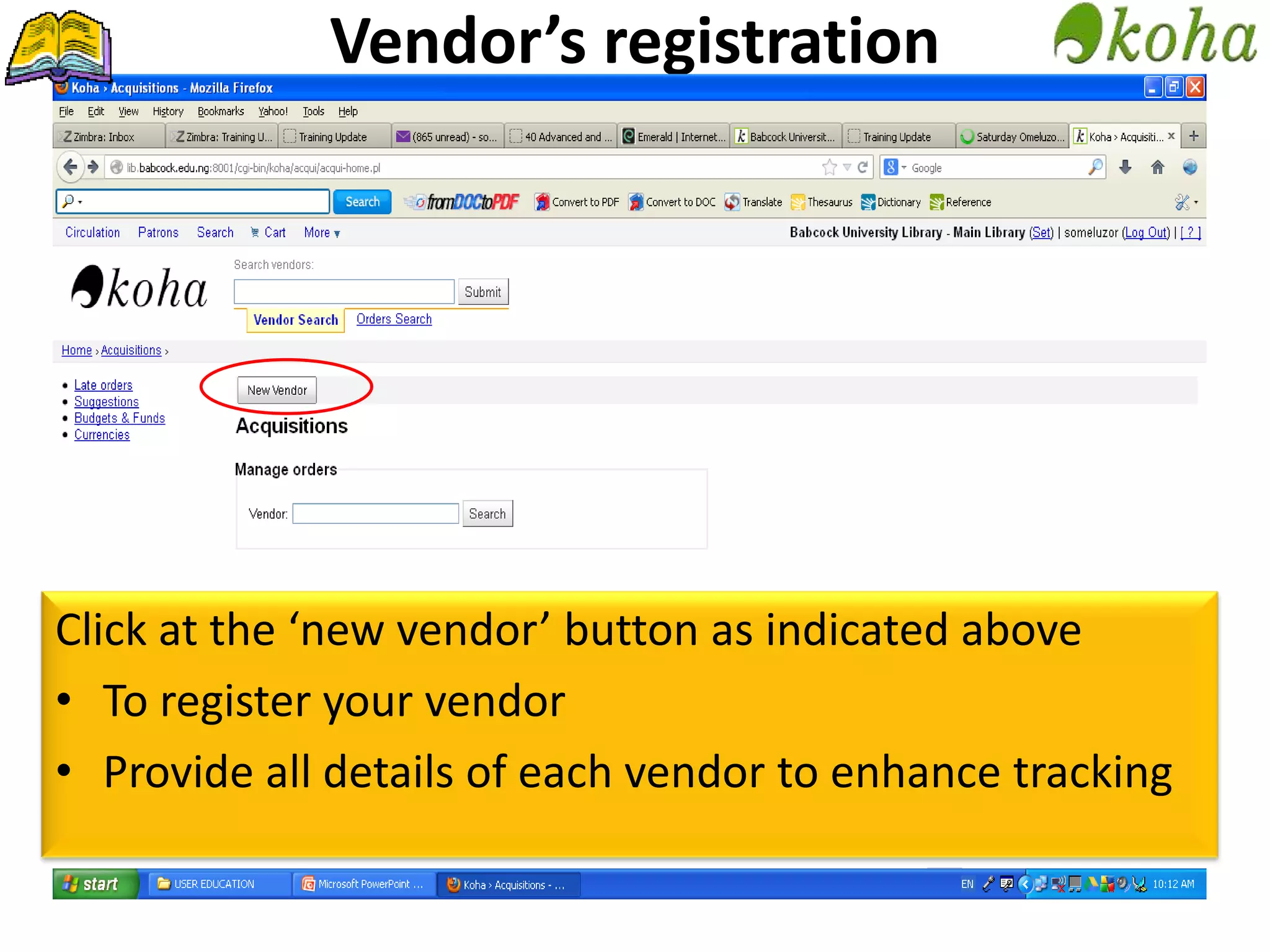 Acquisition module on koha integrated library system | PPTX