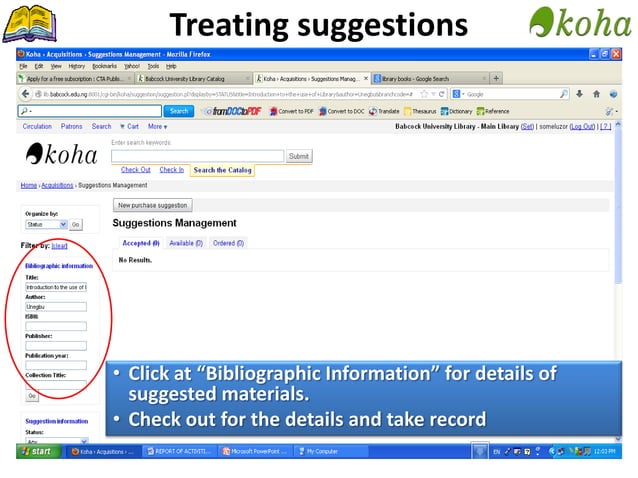 Acquisition module on koha integrated library system | PPTX