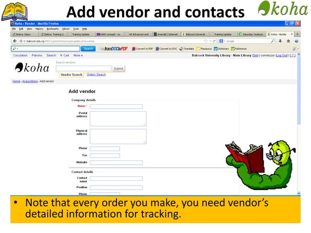 Acquisition module on koha integrated library system | PPTX