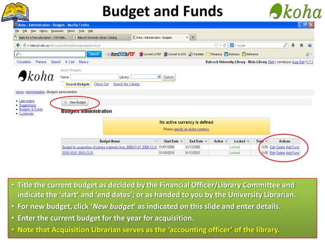 Acquisition module on koha integrated library system | PPTX
