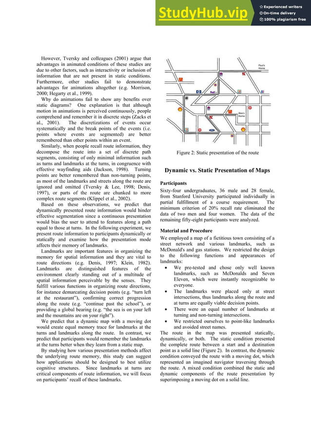 Acquisition Of Landmark Knowledge From Static And Dynamic Presentation Of Route Maps | PDF