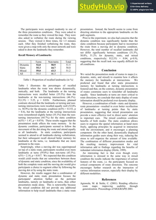 Acquisition Of Landmark Knowledge From Static And Dynamic Presentation ...