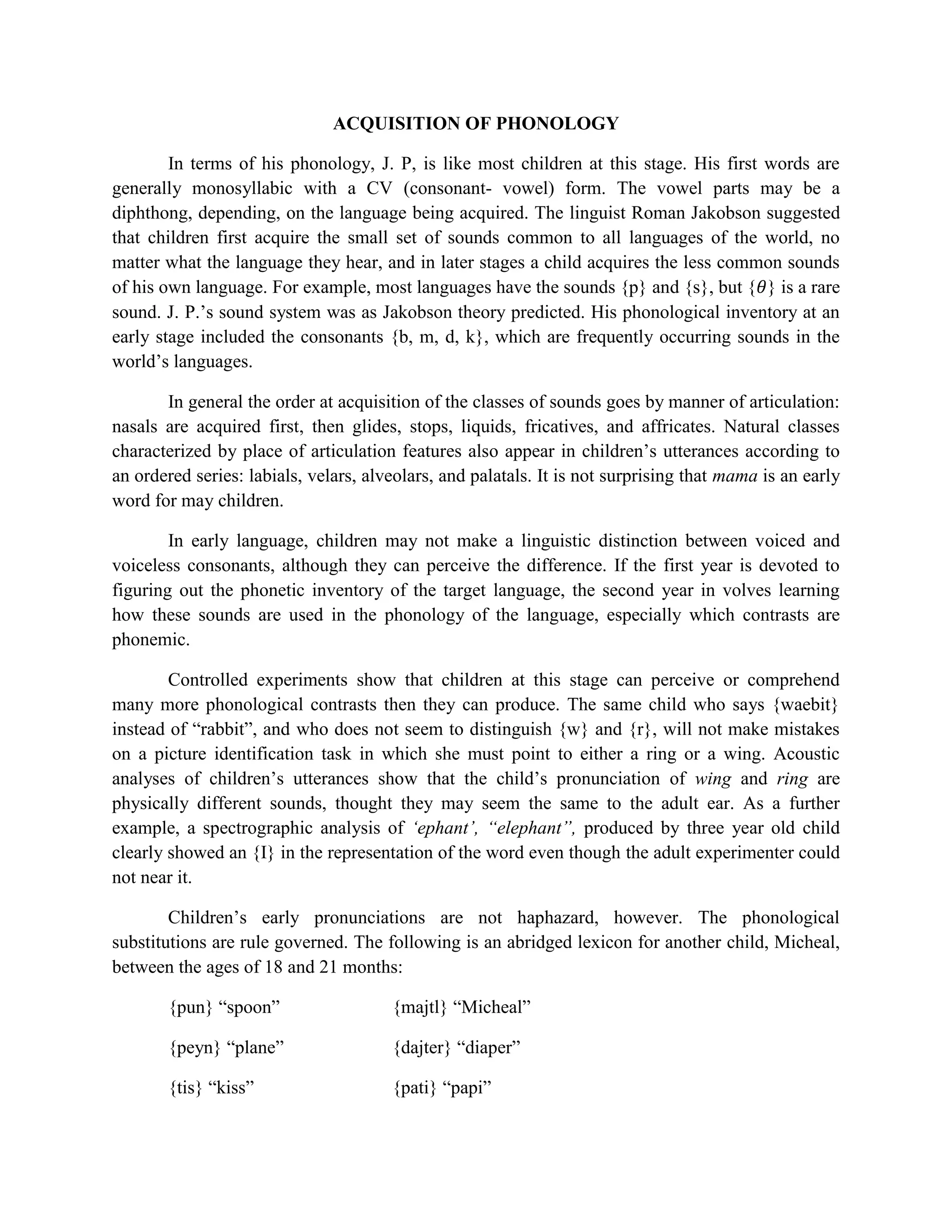 Acquisition of phonology | DOCX