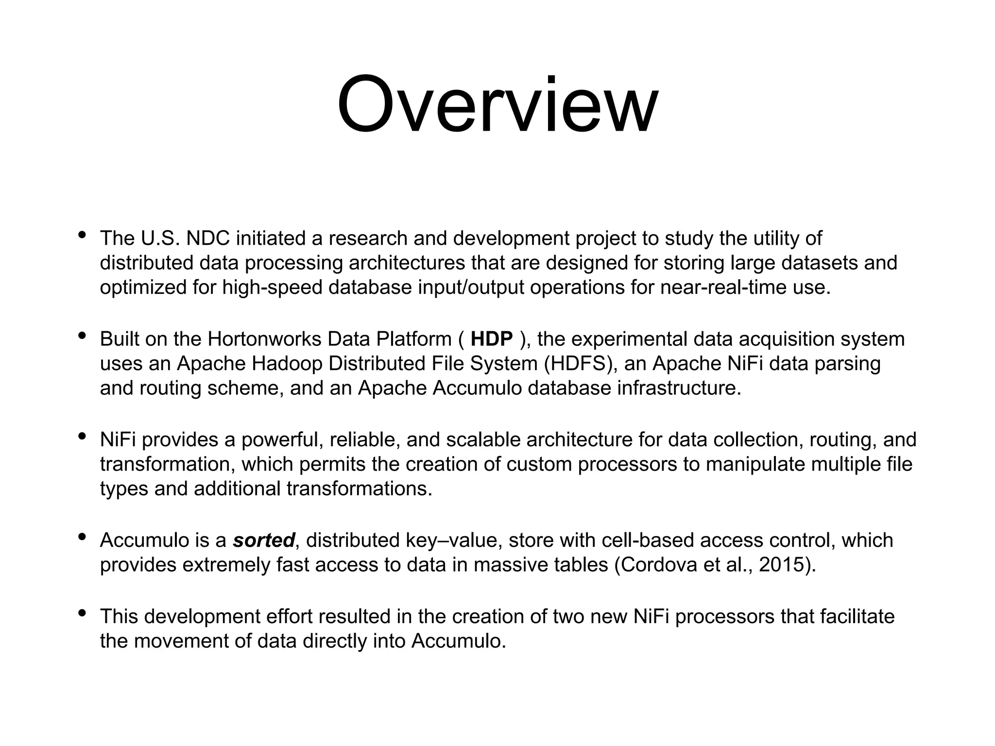 Acquisition of Seismic, Hydroacoustic, and Infrasonic Data with Apache NiFi and Apache Accumulo ...