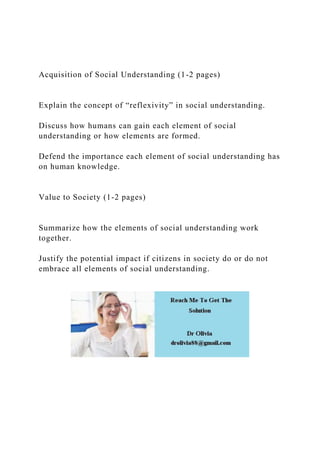 Acquisition of Social Understanding (1-2 pages)Explain the.docx