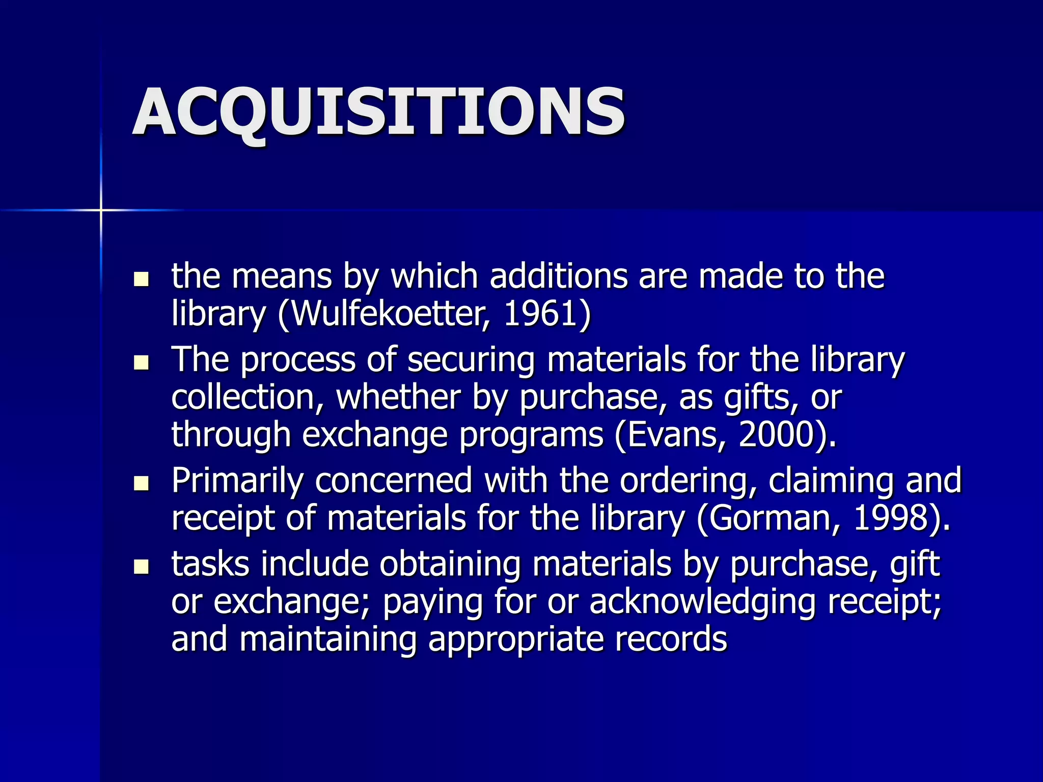 Acquisitions of library materials | PPT