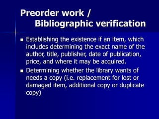 Acquisitions of library materials | PPT