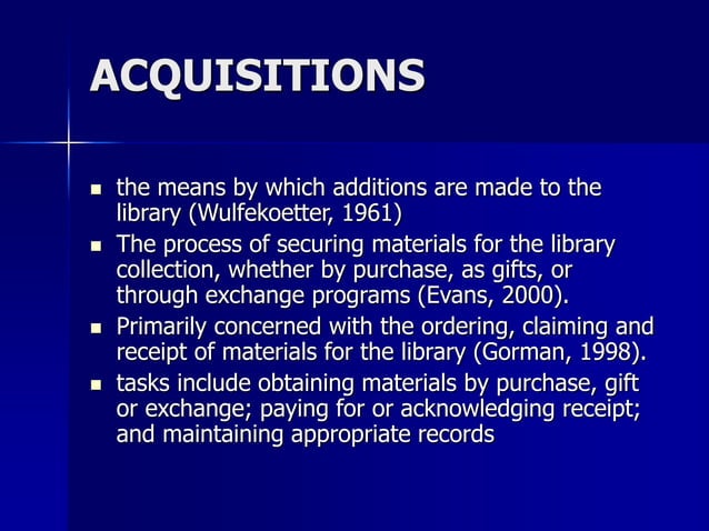 Acquisitions of library materials | PPT