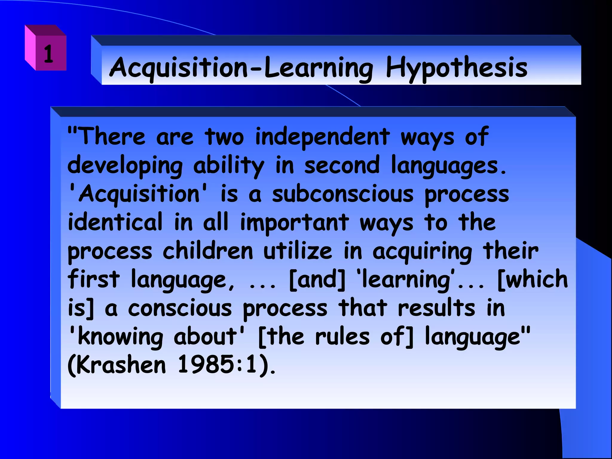 Acquisition vs learning. | PPT
