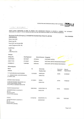 Acra: Biometrix Marketing Business Profile and 3 x Statements ...