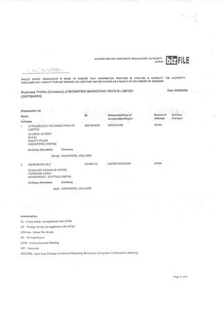 Acra: Biometrix Marketing Business Profile and 3 x Statements ...