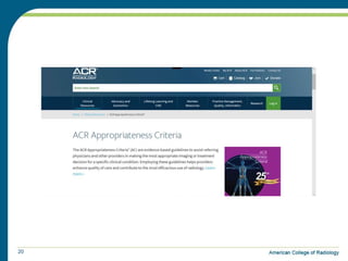 Radiology Appropriateness Criteria - American College of Radiology (ACR ...